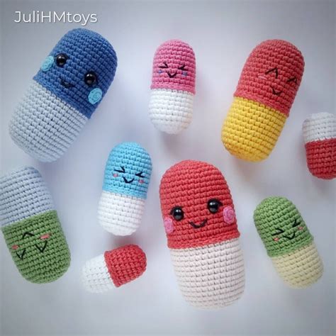 Amigurumi Pills Crochet Pattern 4 Pill Sizes In 1 Crochet Pattern Crochet Pills Pattern Cute