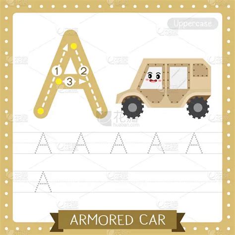 A大小写可爱的孩子五彩缤纷的交通工具abc字母跟踪练习练习册，供孩子们学习英语词汇和笔迹矢量图解用 花瓣网