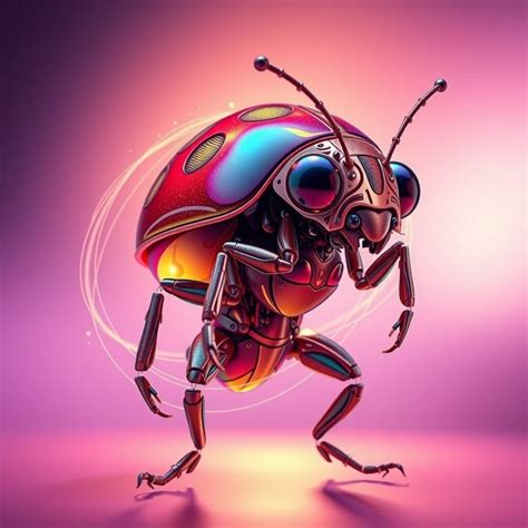 Iridescent Ladybug Alien Radiates Against Kaleidos Ai Art