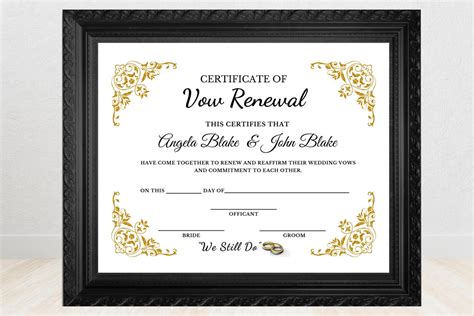 Elegant Vow Renewal Certificate Template Victorian Gold Edit In Canva