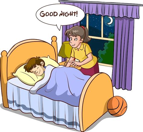 Um Desenho Animado De Um Menino Dormindo Em Uma Cama Um Boa Noite