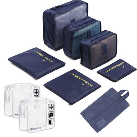 Комплект от 8 калъфа за организация на багаж Quasar And Co органайзери за куфари Тъмно син