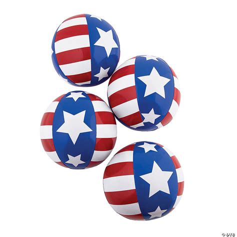 Inflatable 9 Stars And Stripes Medium Beach Balls 12 Pc Oriental