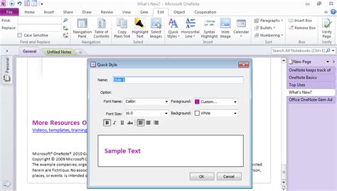 Customize Onenote Styles Office OneNote Gem Add Ins