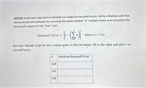 [solved] [20] q3 arithmetic operations in matlab are subje