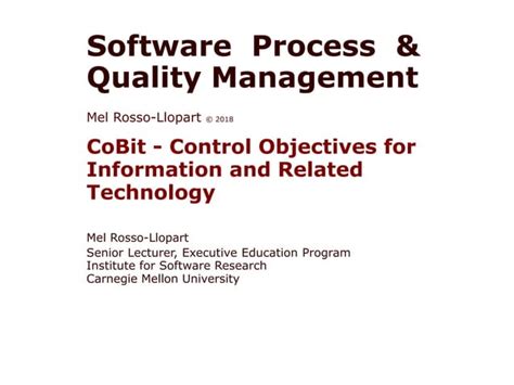Lecture 06 Cobit Control Objectives For Information And Related Technology Pdf