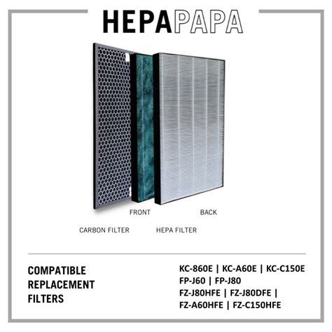 Sharp Fz J80hfe Fz J80dfe Compatible Replacement Hepa And Carbon Filter For Sharp Fp J60 Fp