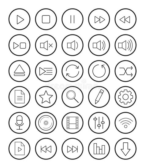 Multimedia Linear Icons Signs Symbols Vector Line Illustration Set