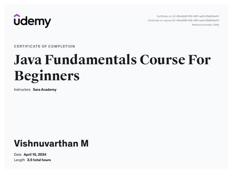 Vishnuvarthan M On Linkedin Java Programming Udemycertified