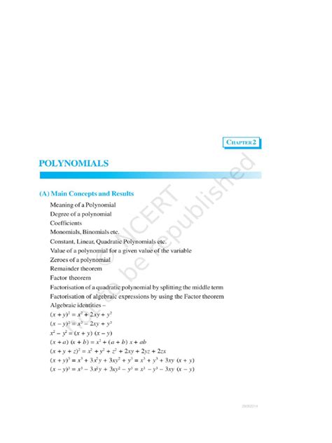 Polynomials Ncert Exemplar Pdf