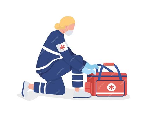 Premium Vector Female Paramedic Semi Flat Color Vector Character