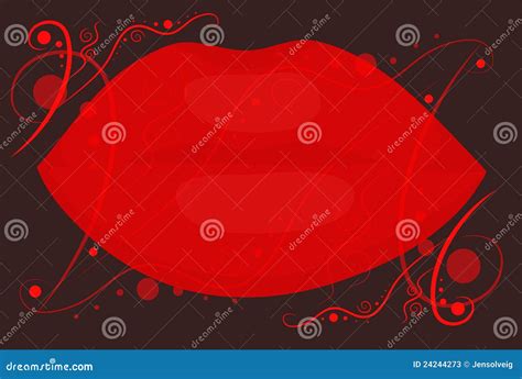 Red Lips On Black Background Stock Vector Illustration Of Feminine