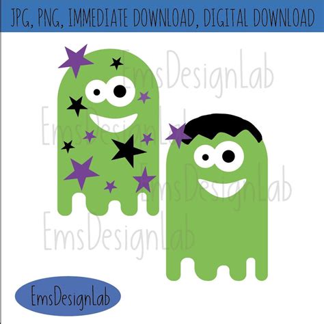 Cute Green Ghost Halloween Ghost Clipart Ghost Digital Download Ghost Bundle Halloween Decor