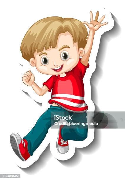 Un Modèle Dautocollant Avec Un Garçon Portant Un Personnage De Dessin