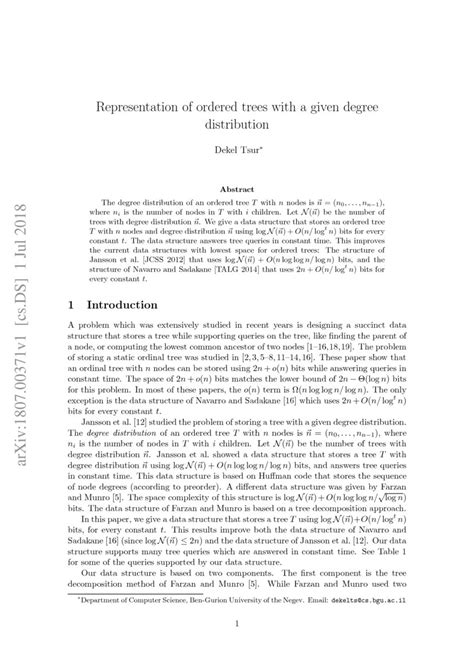 Representation Of Ordered Trees With A Given Degree Distribution Deepai