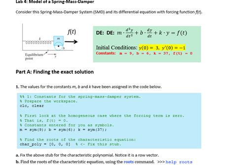 solved lab 4 model of a spring mass damper consider this