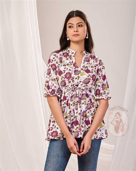 Floral Printed Cotton Tunic Etsy
