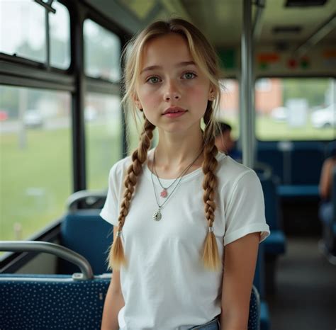 A Girl Standing In The Bus Sexy Girl Braids Seaart Ai