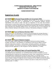 Msa Course Descriptions 2017 2018 Pdf Isenberg School Of Management