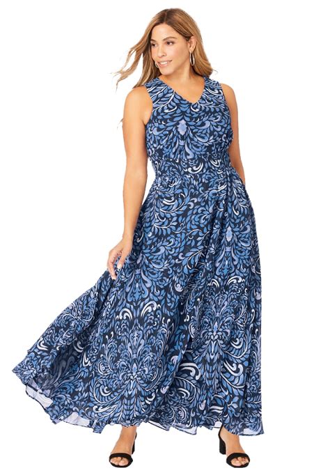 Jessica London Womens Plus Size Georgette Flyaway Maxi Dress Dress