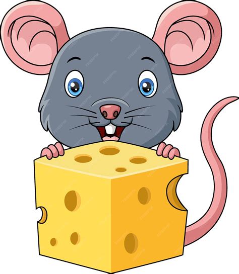 Premium Vector Cute Mouse Cartoon Holding A Cheese