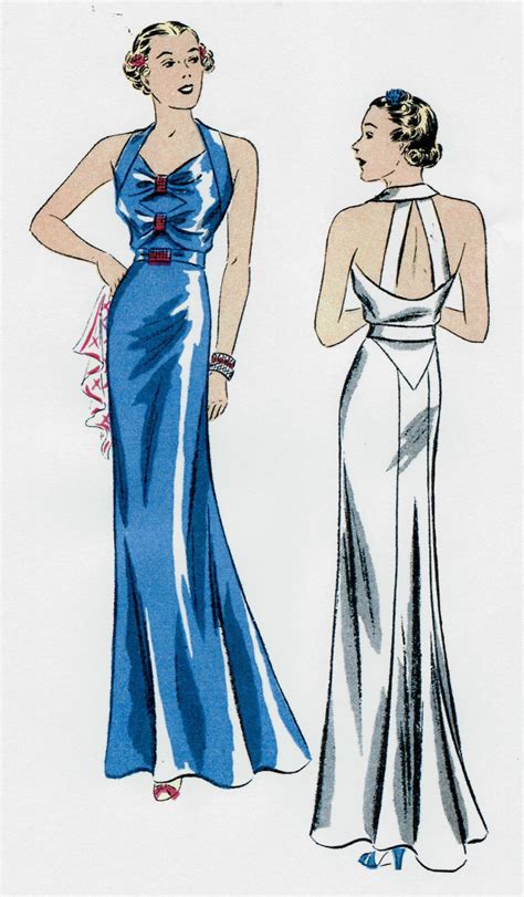 1939 Vintage Sewing Pattern B34in Evening Dress R957 By Du Barry