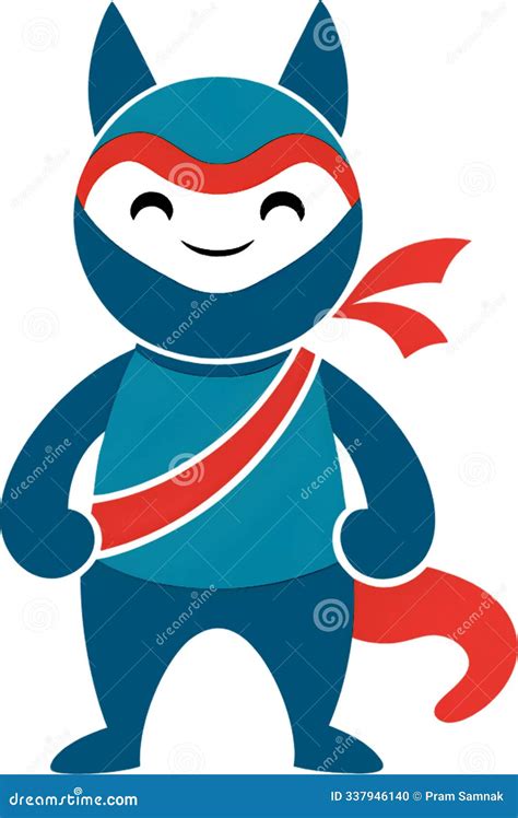 Stealthy Ninja Cat Cartoon Clipart Design Stock Illustration