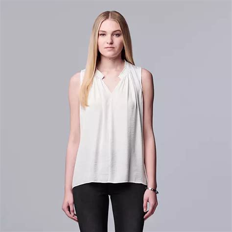 Womens Simply Vera Vera Wang Pleated Neck Tank