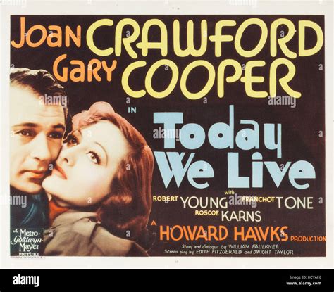 Today We Live Us Lobbycard From Left Gary Cooper Joan Crawford