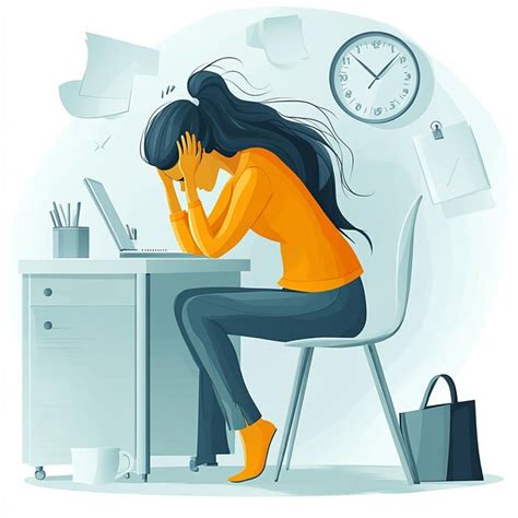 Exhausted Woman Burnout At Workplace Premium Ai Generated Image