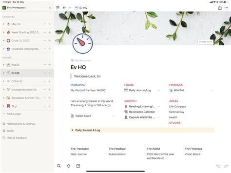 My Notion Personal Dashboard Notes Template Notions Templates