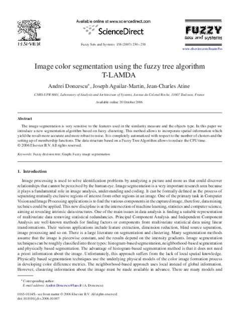 Pdf Image Color Segmentation Using The Fuzzy Tree Algorithm T Lamda
