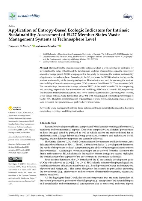 Pdf Application Of Entropy Based Ecologic Indicators For Intrinsic