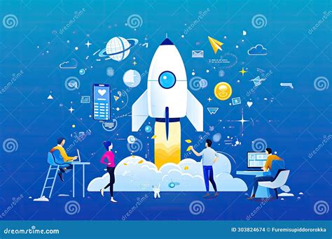 Launching New Product Or Service Technology Development Process Stock Illustration