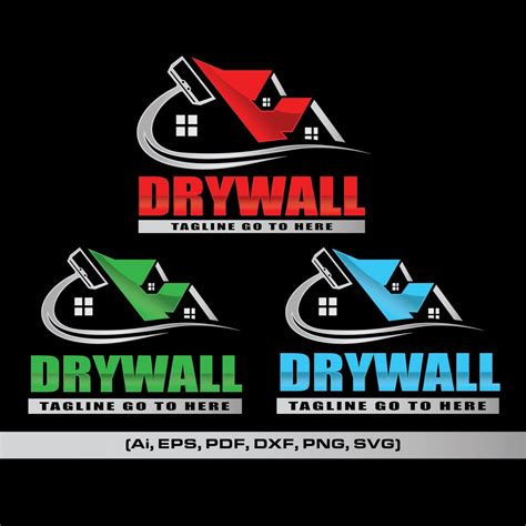 Modern Drywall Logo Design Custom Home Improvement Logo Digital File