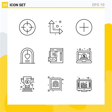 User Interface Pack Of 9 Basic Outlines Of Web Coding Circle Wedding