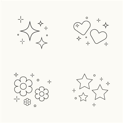 Premium Vector Stroke Sparkle Star Element Hearts Stars Flowers