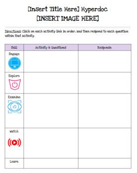 Hyperdoc Template By ProjectBasedSixth Teachers Pay Teachers