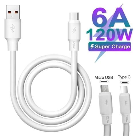ไมโคร Usb ชาร์จ6a เร็ว Type C ขนาด120วัตต์โทรศัพท์สายที่ชาร์จเร็วแบบหนา