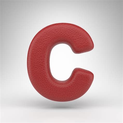 Letra C Mayúscula Sobre Fondo Blanco Letra 3d De Cuero Rojo Con