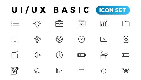 Basic User Interface Essential Set Ui Ux Line Outline Icons For App Web Print Editable