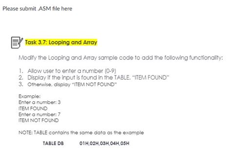 Solved Please Submit Asm File Here Task 35 Basic Looping