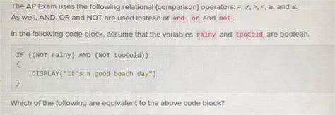Solved The AP Exam Uses The Following Relational Chegg Com