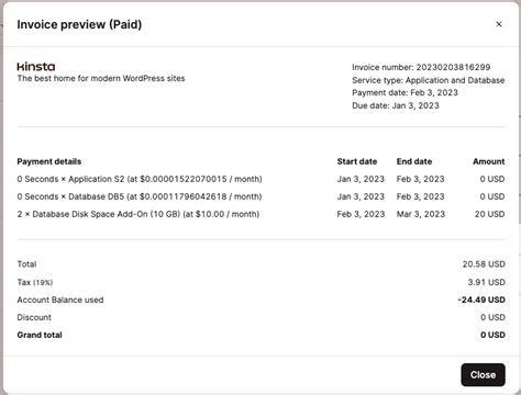Facturación Precios de las Bases de Datos Kinsta Docs