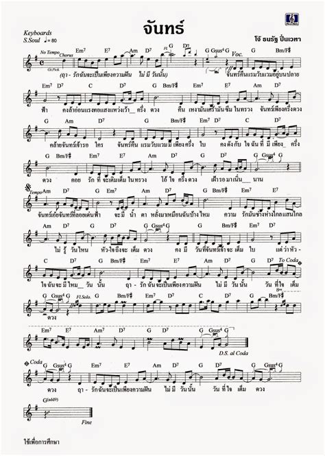 โน้ตและคอร์ด เพลง จันทร์ โจ้ ธนรัฐ ปิ่นเวหา