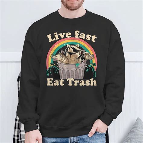 Opossum Raccoon Skunk Live Fast Eat Trash Street Cats Squad Sweatshirt