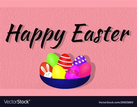Happy Easter Background Banner Card Pink Eggs Text