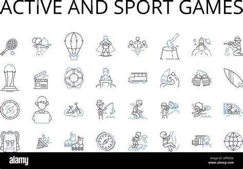 Active And Sport Games Line Icons Collection Dynamic Sports High Energy Games Vigorous