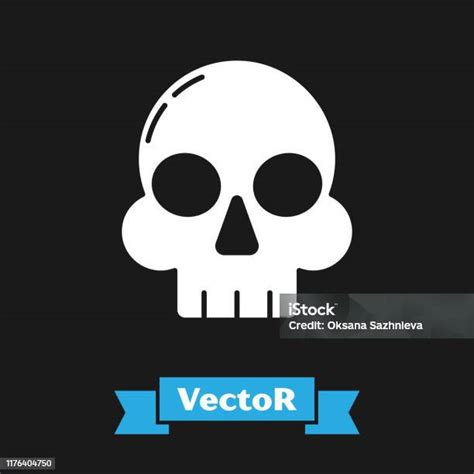검은 색 배경에 격리 된 흰색 두개골 아이콘입니다 해피 할로윈 파티 벡터 일러스트레이션 고딕 양식에 대한 스톡 벡터 아트 및 기타 이미지 Istock
