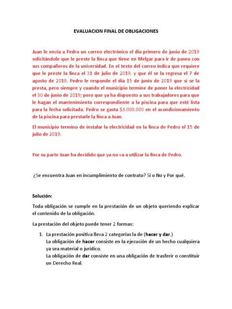 Evaluacion Final De Obligaciones Pdf Daños Y Perjuicios Justicia